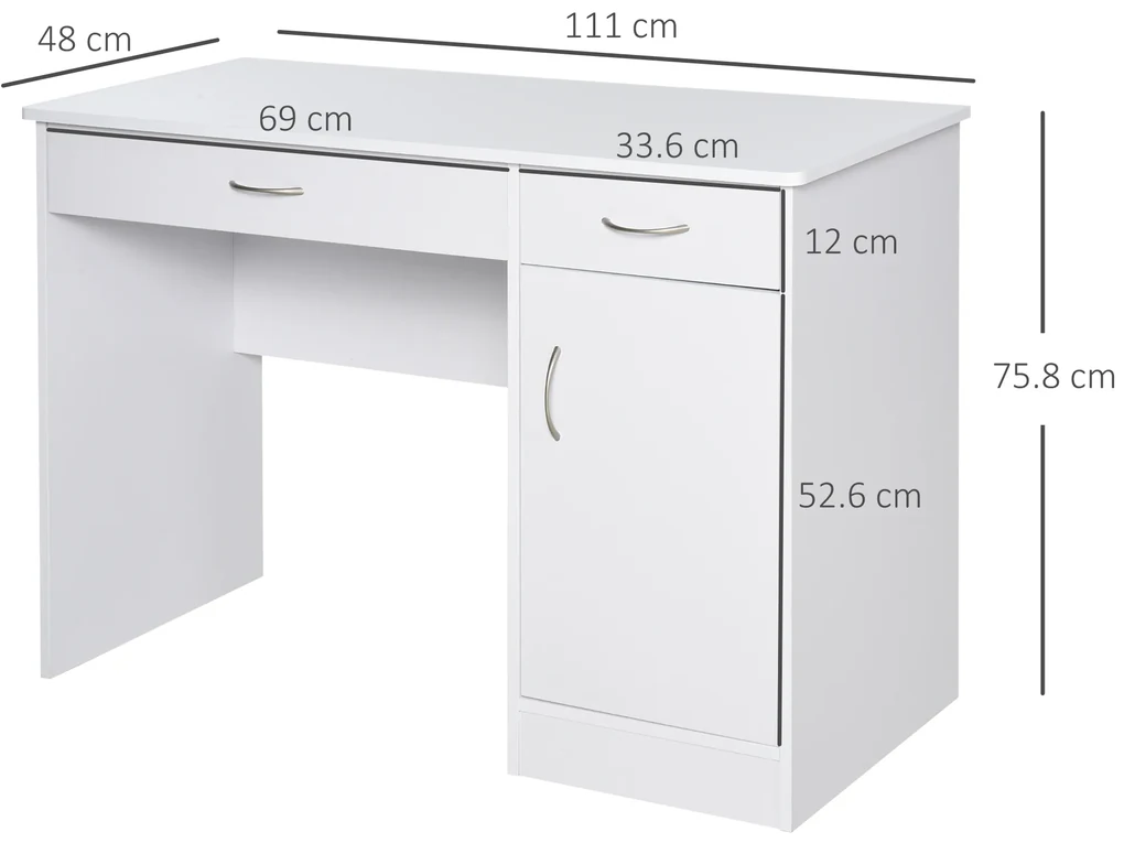 HOMCOM Birou Modern pentru PC si Computer cu 2 Sertare si 1 Dulap ...