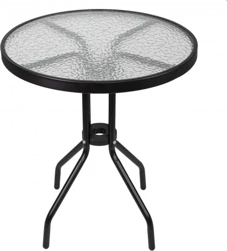 Masa rotunda din metal pentru terasa sau gradina, cu blat de sticla ...