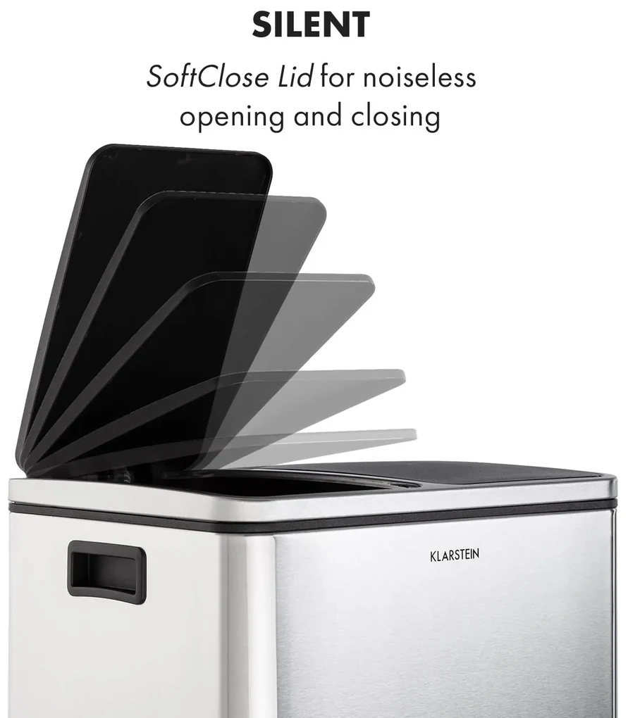 Trash Gordon, coș cu pedală, 30 l / 2 x 15 l, PP, oțel inoxidabil ...