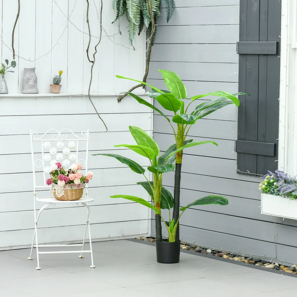 HOMCOM Bananier Planta in Ghiveci Bananier Artificial, Planta ...