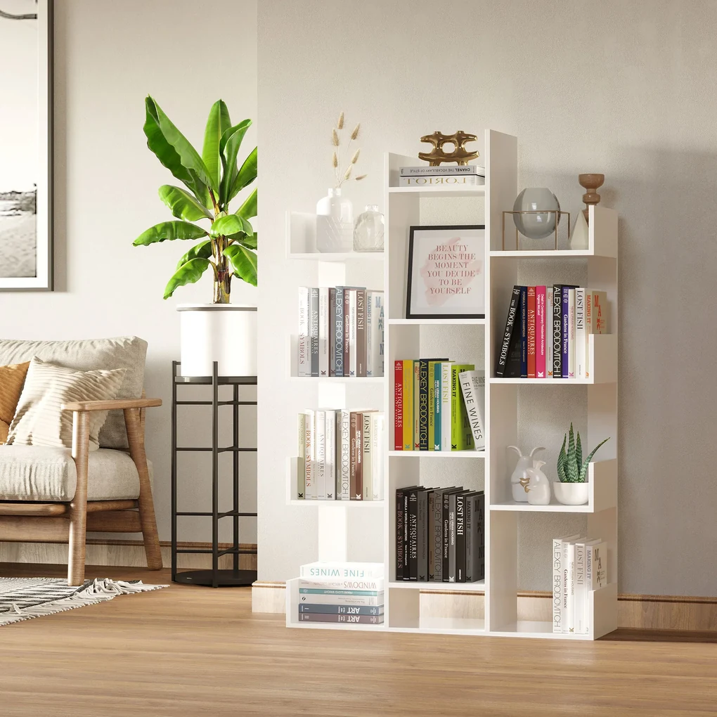 Mobilier Biblioteca tip Copac cu 13 Etajere, Biblioteca Raft Moderna ...