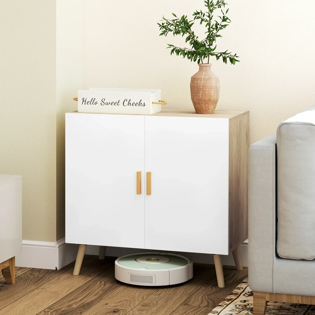 HOMCOM Comodă Modernă cu Raft Reglabil pe 3 Niveluri din Lemn, Alb și ...