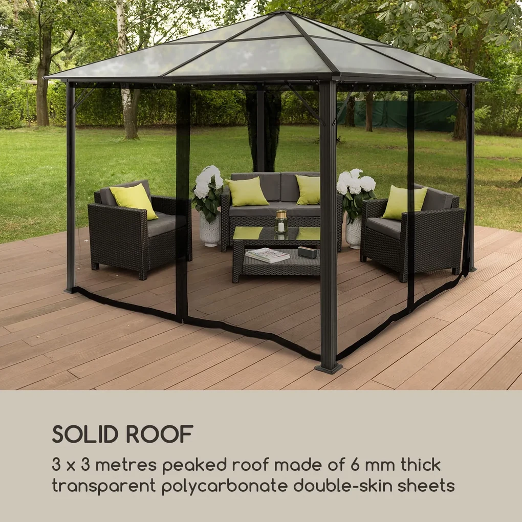 Pantheon Solid Sky Ambient Solar, pavilion, plase pentru țânțari, 3 × 3 ...