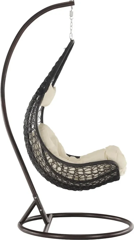 Fotoliu leagan suspendat, cu perne moi, rezistente la UV, împletitură tip răchită, structură ...