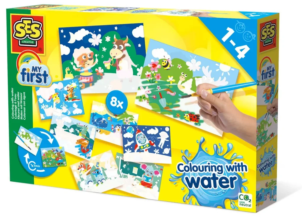 COLOREAZA CU APA- ANIMALE ASCUNSE SET MARE | BIANO