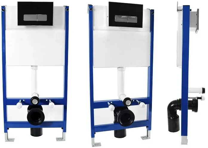 Cadru Set incastrat pentru vas WC cu buton E Black | BIANO
