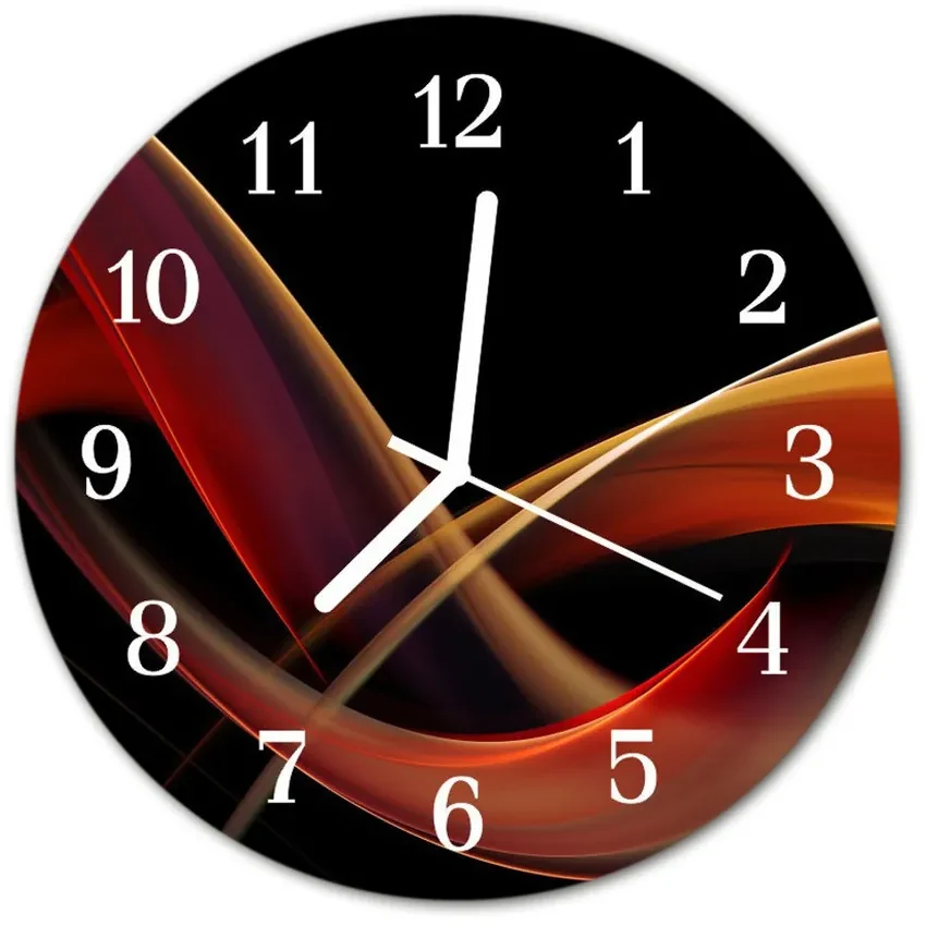 Ceas de perete din sticla rotund Abstract Abstract Art Multi-colorat ...