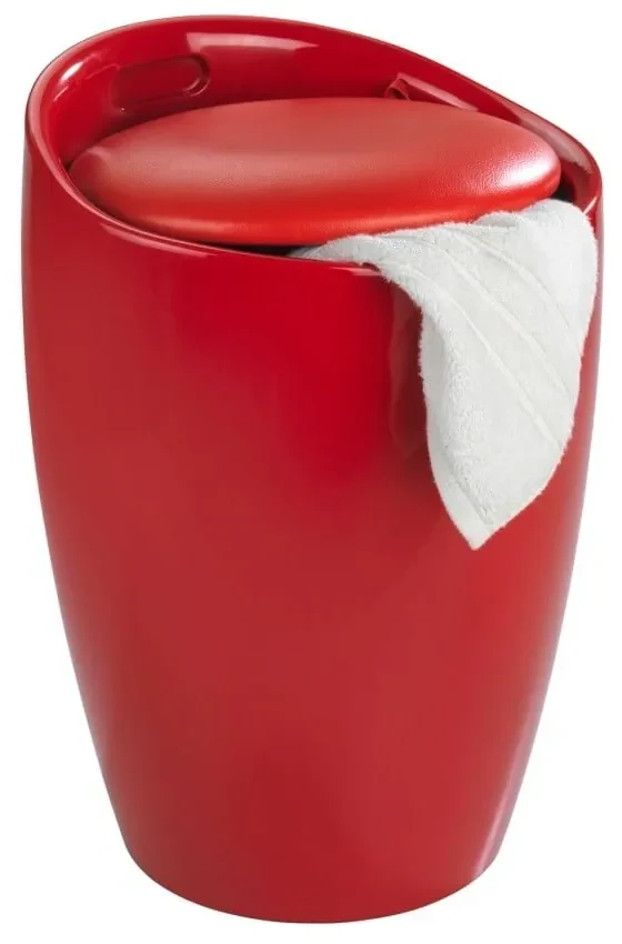 Coș de rufe /taburet Wenko Candy, 20 l, roșu | BIANO