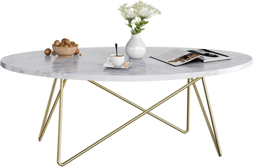 MCAU10 - Masuta de cafea ovala, 120 cm, picioare metalice, blat cu ...