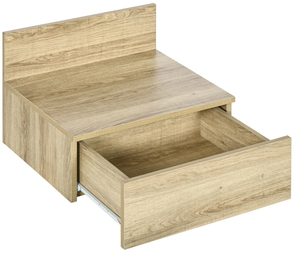 HOMCOM Set 2 Noptiere Suspendate de Perete cu Sertar Design Modern ...