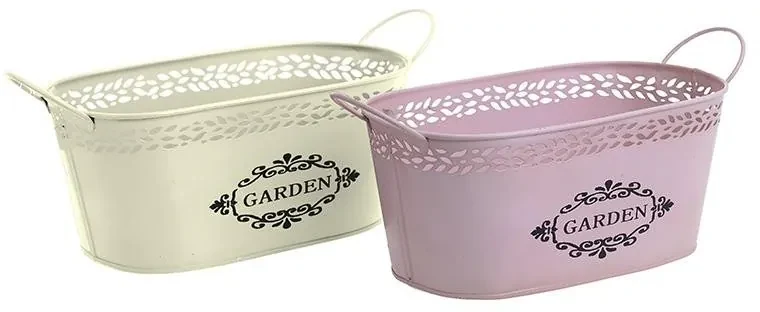 Set 2 cosuri metalice/ suport flori 26,5 x 11,5 cm | BIANO