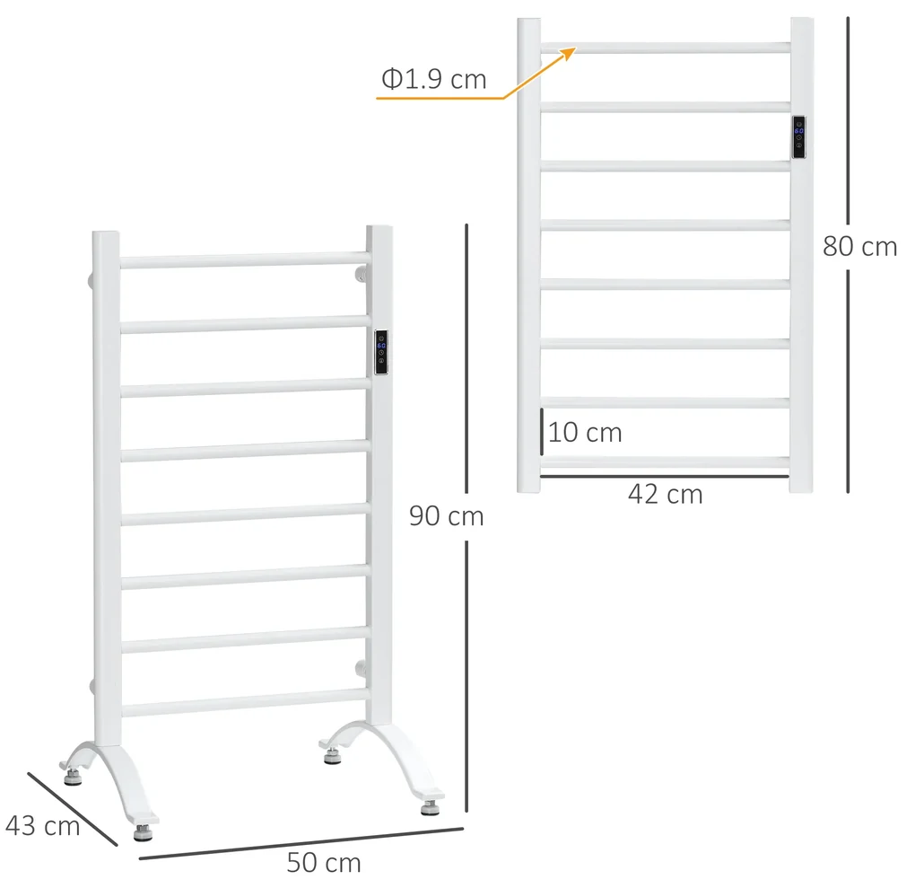 HOMCOM Incalzitor electric pentru prosoape , cu 8 bare cu temporizator ...