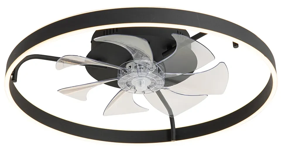 Ventilator de tavan negru 70cm incl. LED Dimmable cu telecomandă ...
