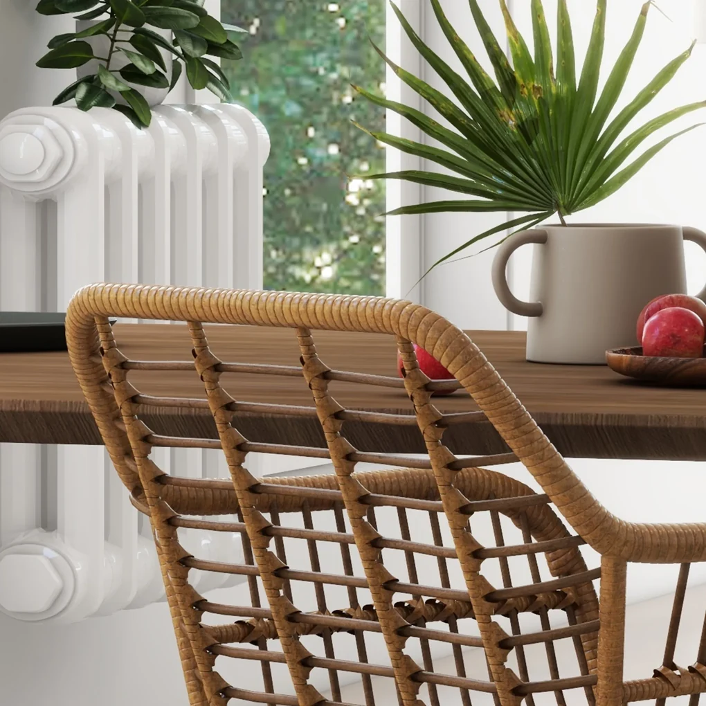 HOMCOM Set 2 Scaune în stil Boho, Scaune de bucătărie, Ratan PE, 56 x ...