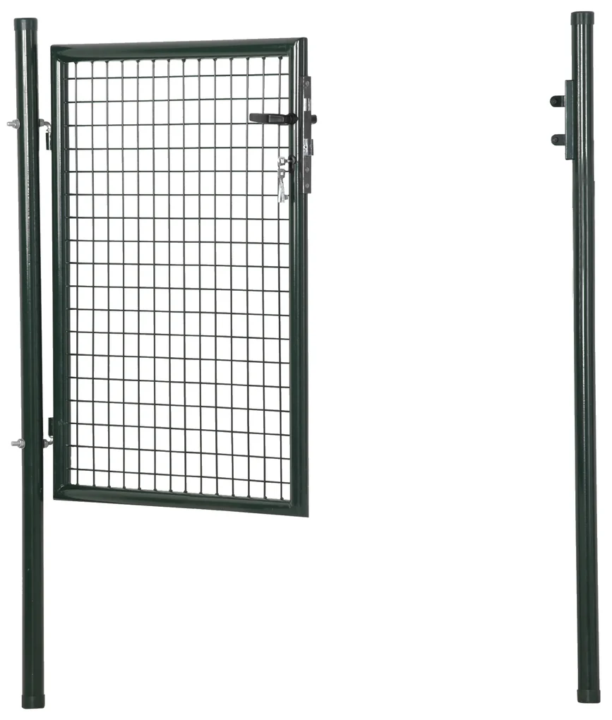 HOMCOM Poartă de Grădină Metalică Verde, cu Sistem de Încuiere și 3 ...