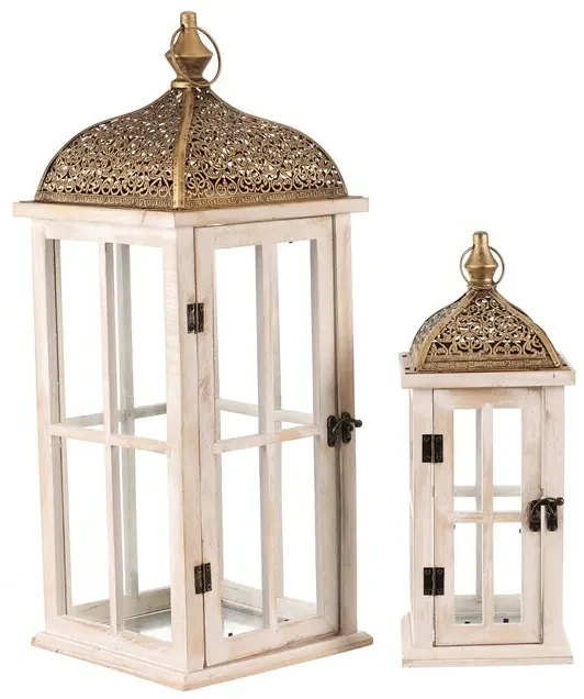 Set felinare din lemn Golden roof 2 buc., natural | BIANO