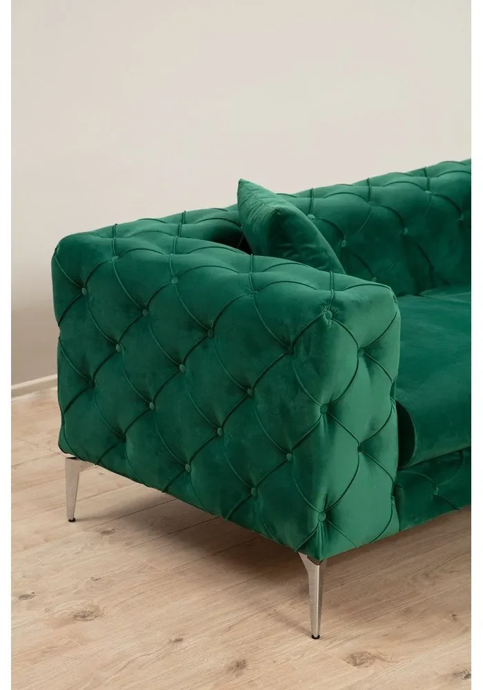 Canapea verde-închis cu tapițerie din catifea 237 cm Como – Artie | BIANO