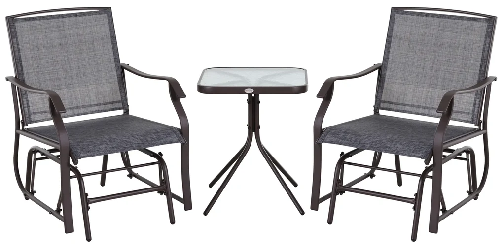 Outsunny Set Mobilier pentru Extern 2 Scaune Balansoar cu Taburet si ...