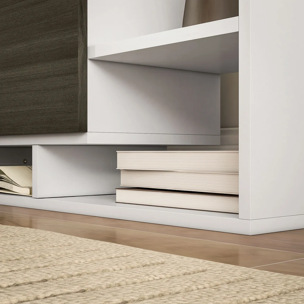 HOMCOM Mobilier TV cu Raft de Perete, Rafturi Deschise și Dulăpior din ...