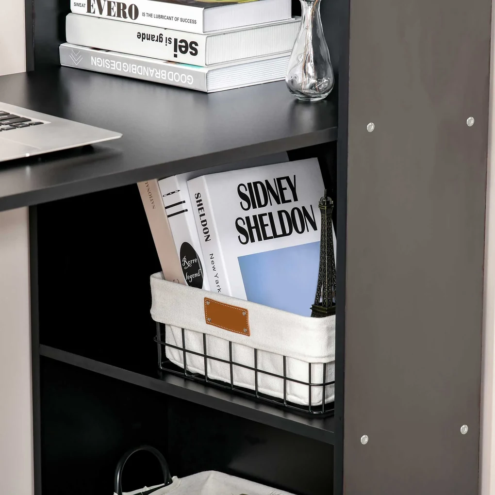 Birou Modern pentru Acasa cu Rafturi de Depozitare pe 6 Niveluri, Masa ...