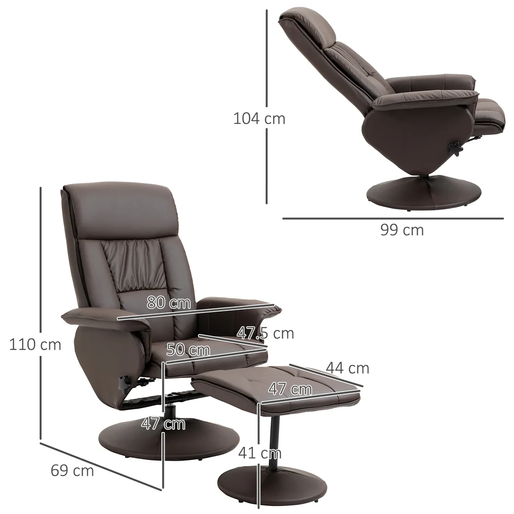 Scaun rabatabil si otoman HOMCOM cu baza infasurata, scaun pivotant din ...