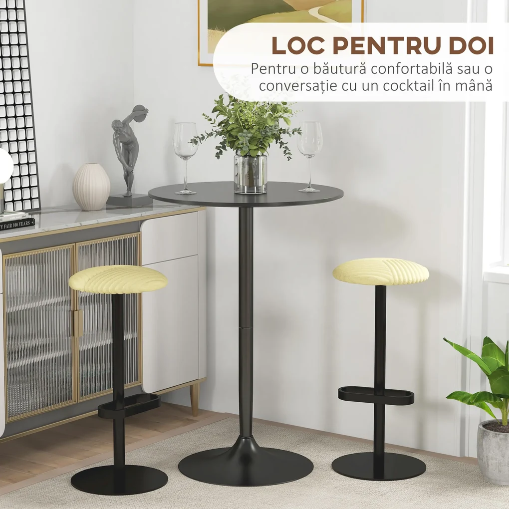 HOMCOM Masă de Bar Rotundă Modernă, Înaltă, pentru Bucătărie, cu Blat ...