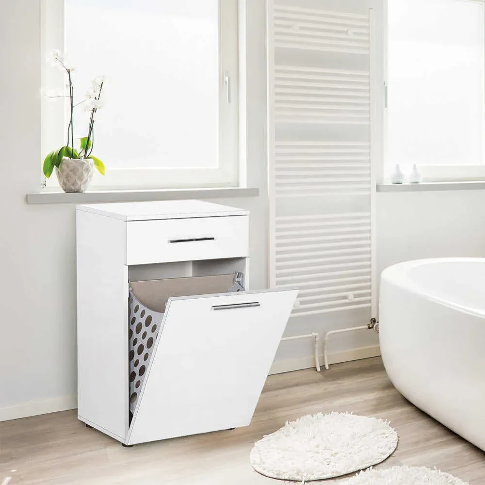 Dulap Baie cu cos de rufe Adore Diamond, sertar, Alb Lucios, 52 x 38 x ...