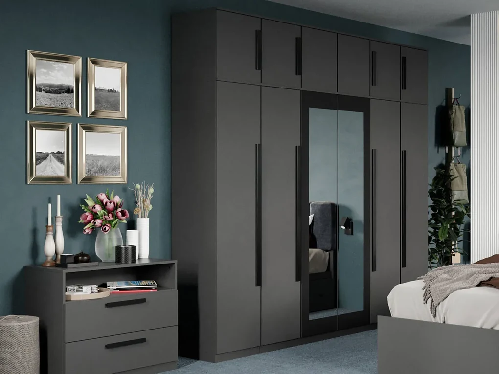 Set mobila dormitor complet Gri Antracit Stone C09 | BIANO