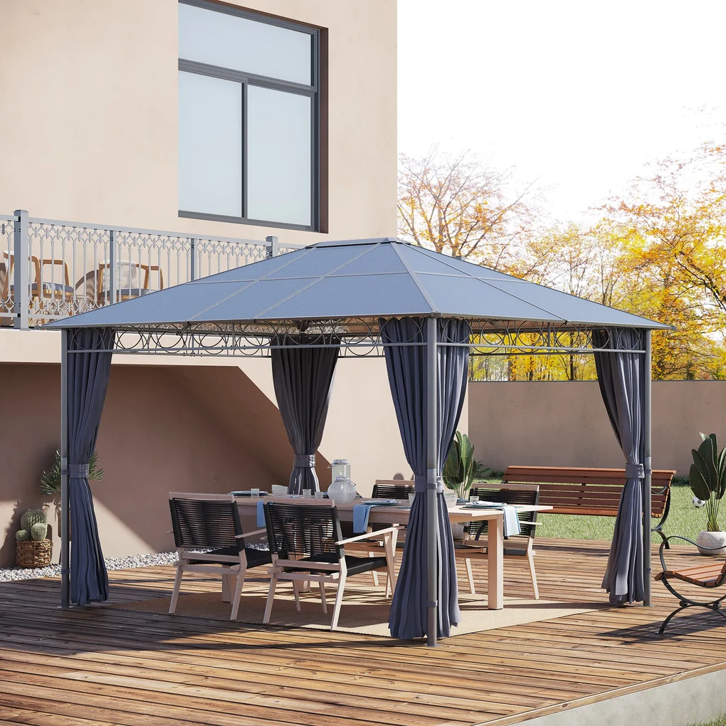 Foisor pentru gradina 3.6x3 m cu acoperis din policarbonat anti-UV ...