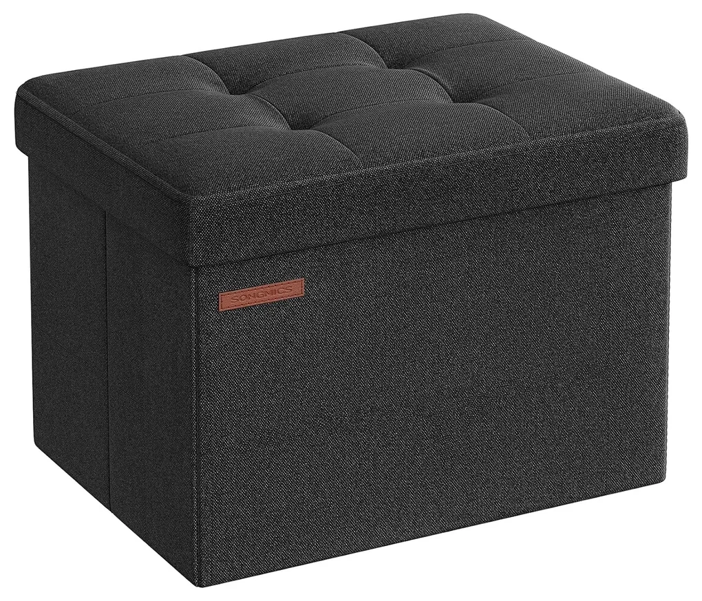 Taburet pliabil cu spatiu de depozitare , negru | BIANO