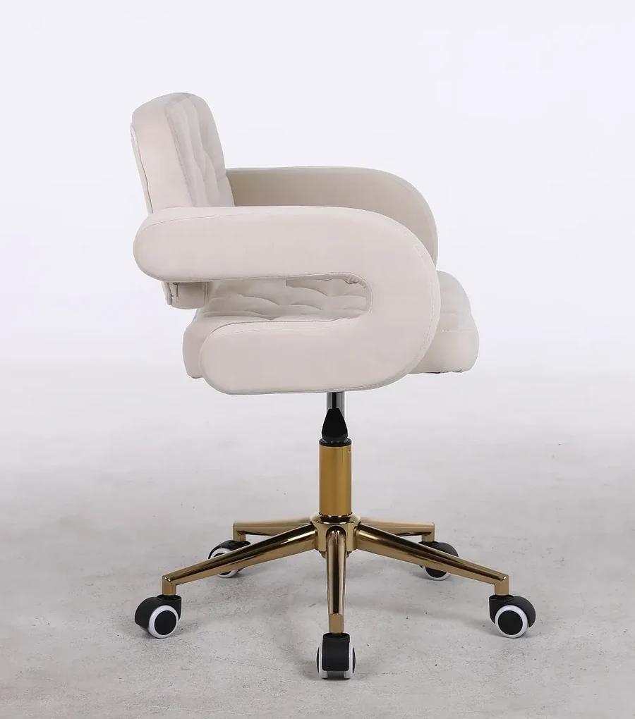 Scaun birou, rotativ, baza metalica, tapiterie catifea, Bej | BIANO