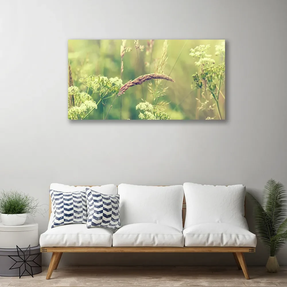 Tablou pe panza canvas Plante sălbatice Floral Alb Verde Brun | BIANO