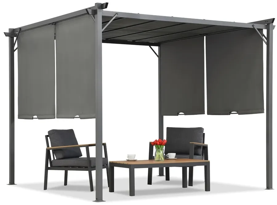 Antracit Sevilla 3x3m patio pergola cu plasă de țânțari Garden Point | BIANO