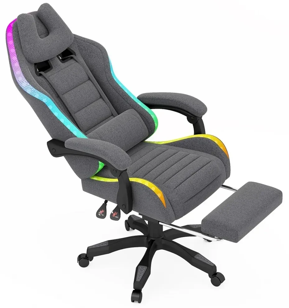 RESIGILAT- Scaun gaming, sistem iluminare bandă LED RGB, suport ...