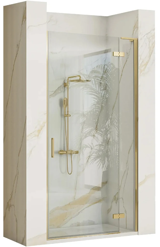 Rea Hugo uși de duș 90 cm înclinabilă auriu periat/sticlă transparentă ...