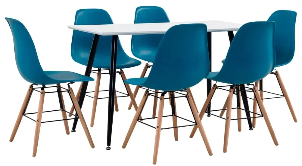 3053699 vidaXL Set de mobilier bucătărie, 7 piese, turcoaz, material ...