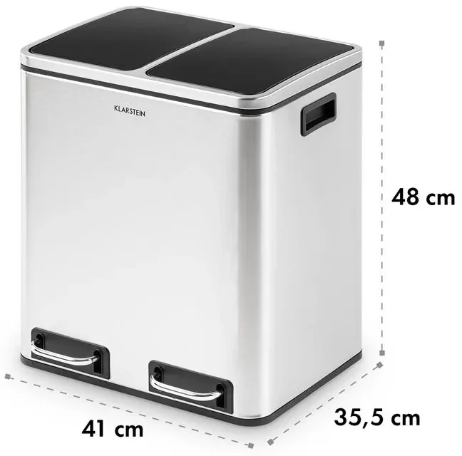 Trash Gordon, coș cu pedală, 30 l / 2 x 15 l, PP, oțel inoxidabil ...