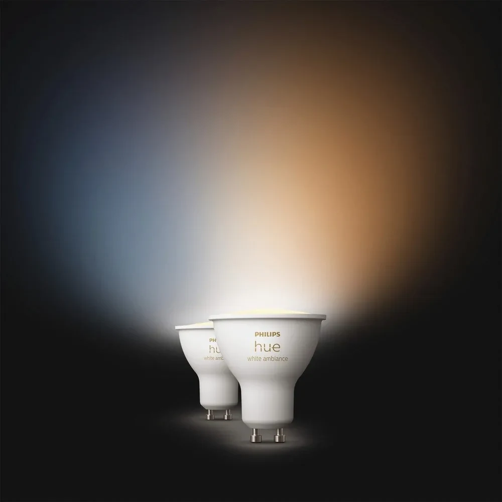 Becuri smart LED GU10, 2 buc. 4 W White ambiance – Philips Hue | BIANO