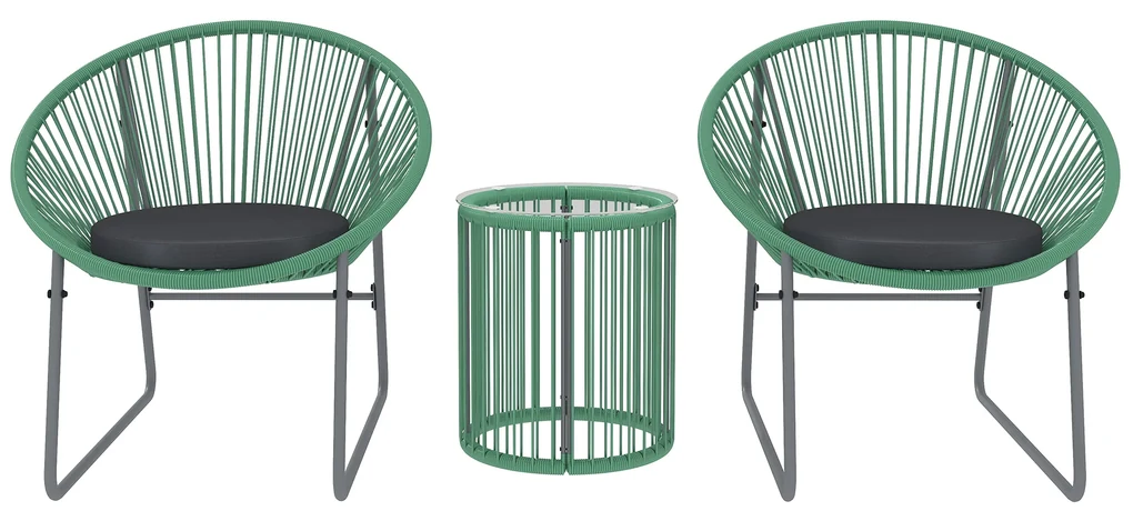 Outsunny Set de mobilier de exterior cu 3 piese, 1 masă, 2 scaune ...