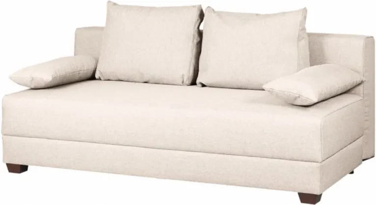 Canapea extensibila cu arcuri boxspring Dingo tesatura/lemn, crem, 202 ...