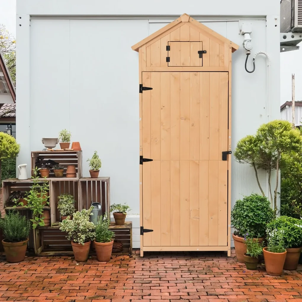 Outsunny Dulap de Gradina Extern Pentru Scule Ustensile in Lemn cu 3 ...