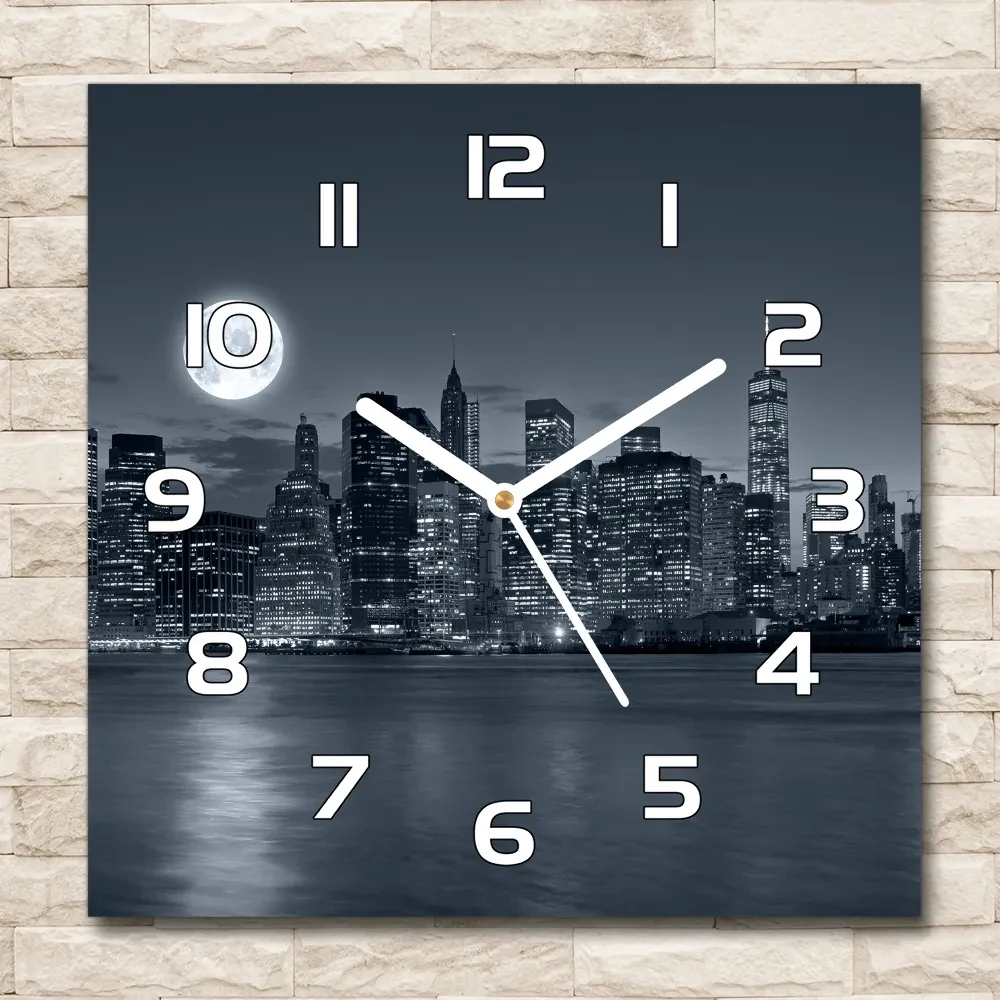 Ceas din sticlă pătrat New York, pe timp de noapte | BIANO