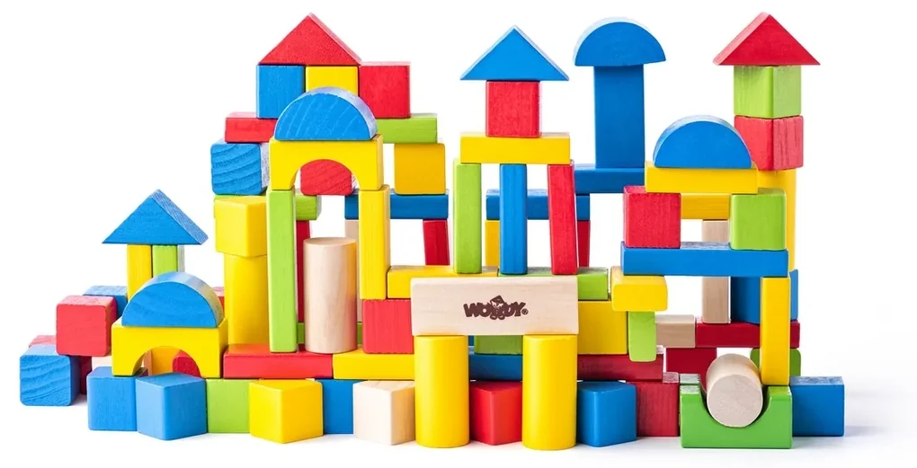 Joc modular Woody Cuburi, 100 buc. | BIANO