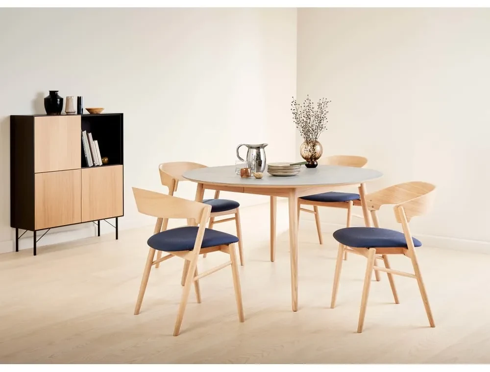 Masă de dining rotundă extensibilă cu blat ceramic cu blat suplimentar ...
