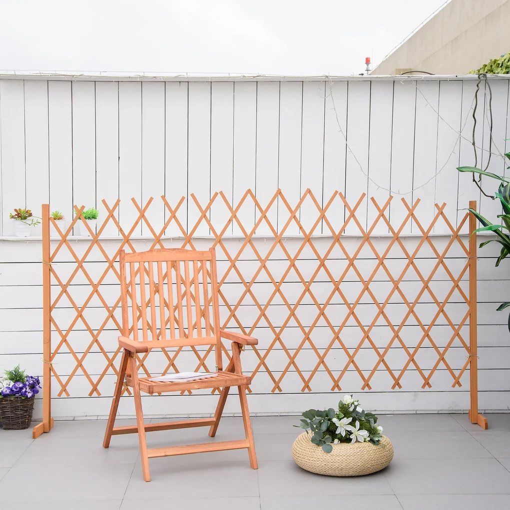 Outsunny Gard pentru Gradina Extensibil din Lemn 150cm, Gard de Lemn cu ...