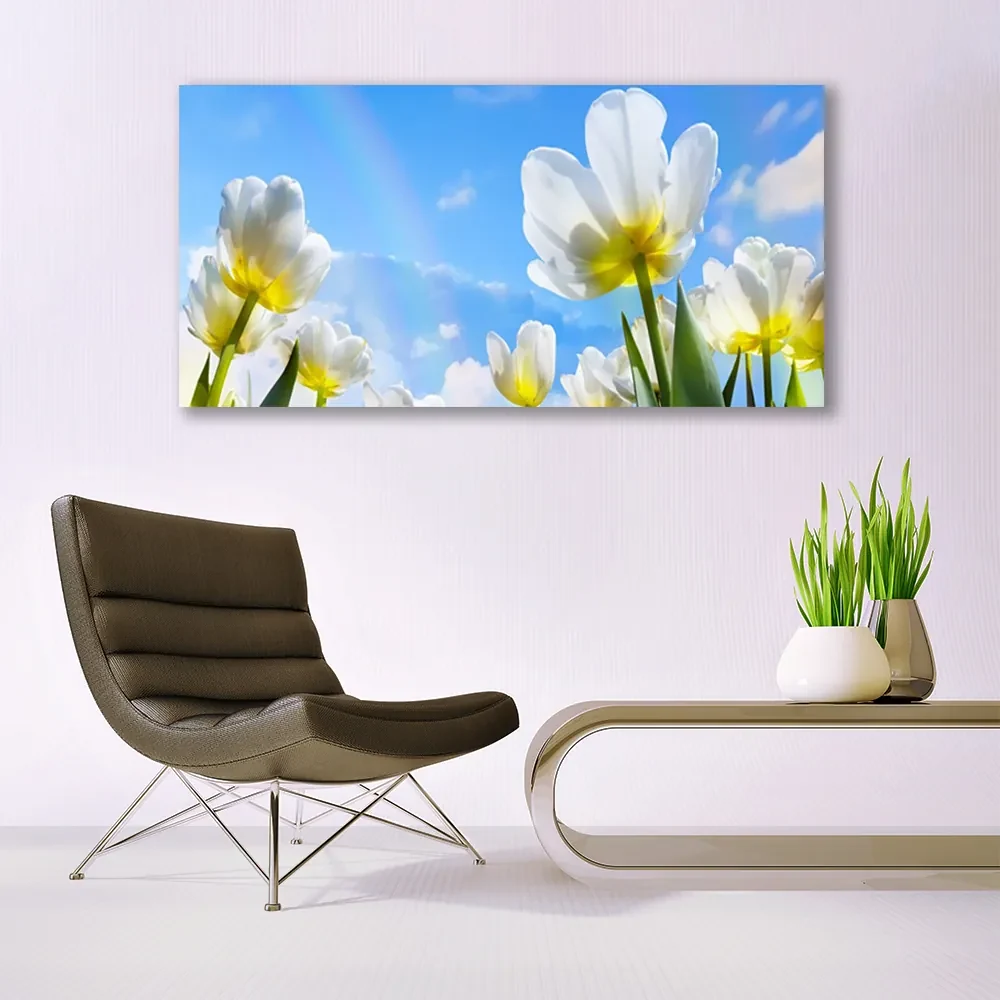 Tablou pe panza canvas Flori Floral Alb Verde | BIANO