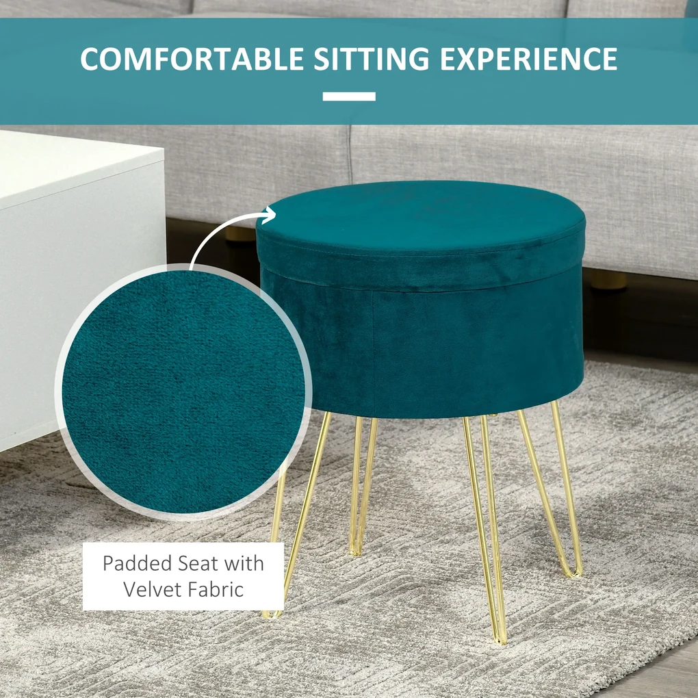 HOMCOM Puf Modern cu Spațiu de Depozitare din In, Scaun Suport Picioare ...