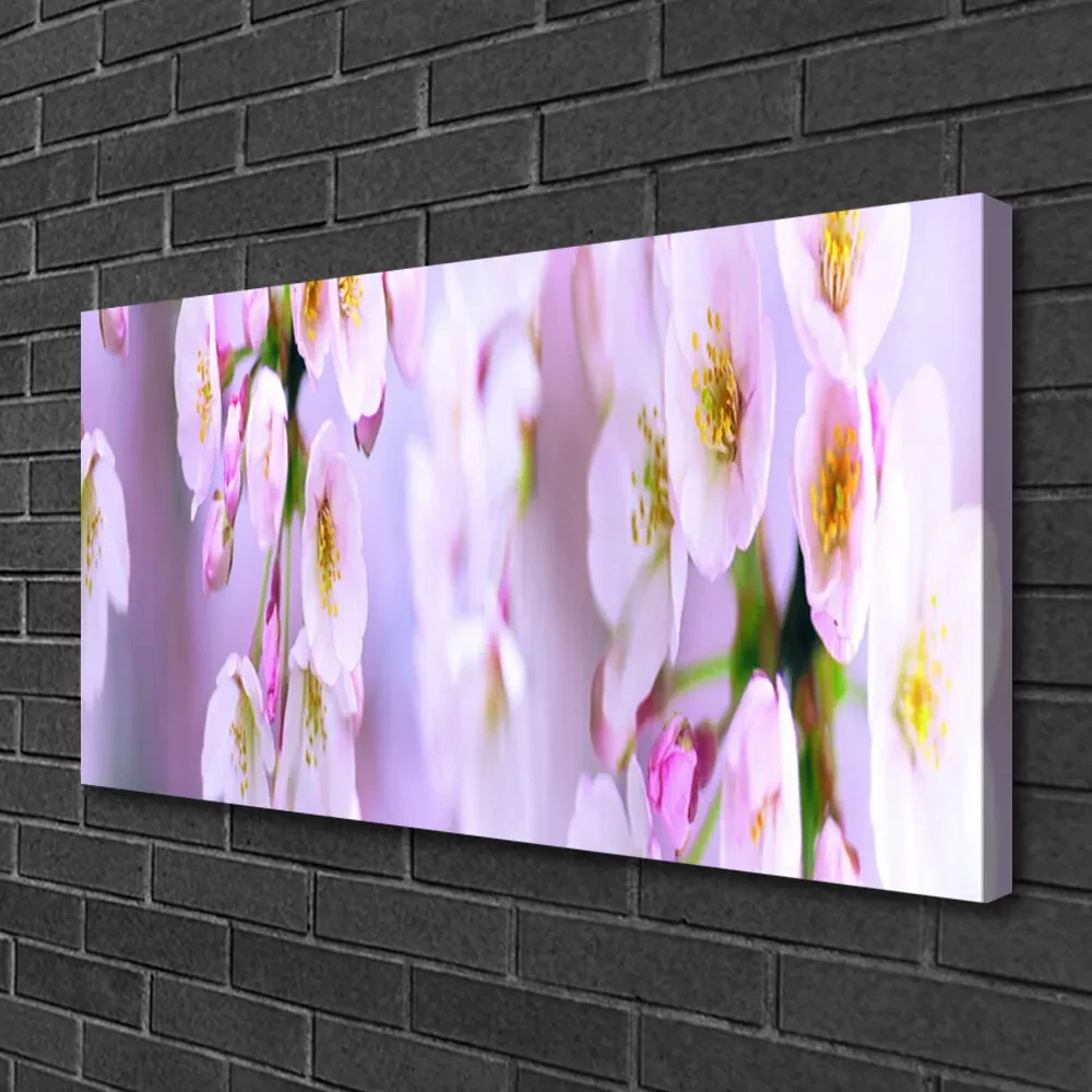 Tablou pe panza canvas Flori Floral Alb Violet | BIANO