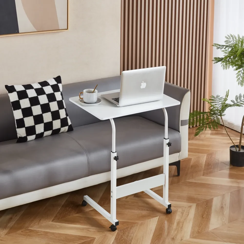 Reglabil masa PC cu roti, alba, JUSTUS | BIANO