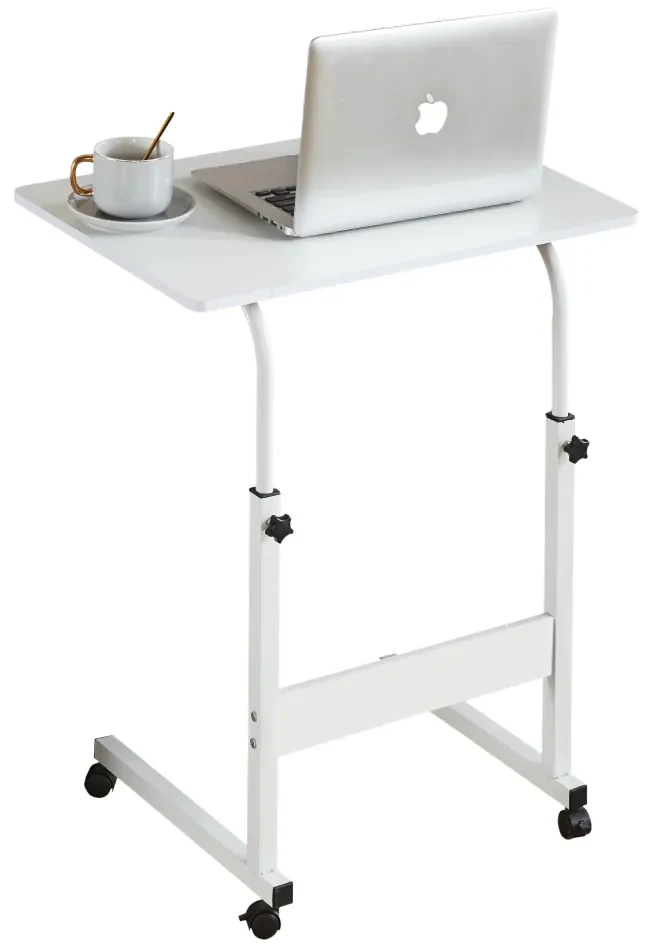 Reglabil masa PC cu roti, alba, JUSTUS | BIANO